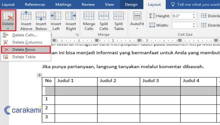 3 Cara Menghapus Baris, Kolom atau Tabel Microsoft Word dengan Cepat
