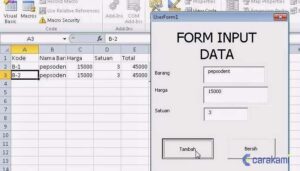 2 Cara Membuat Formulir Input Data (Data Entry Form) Excel