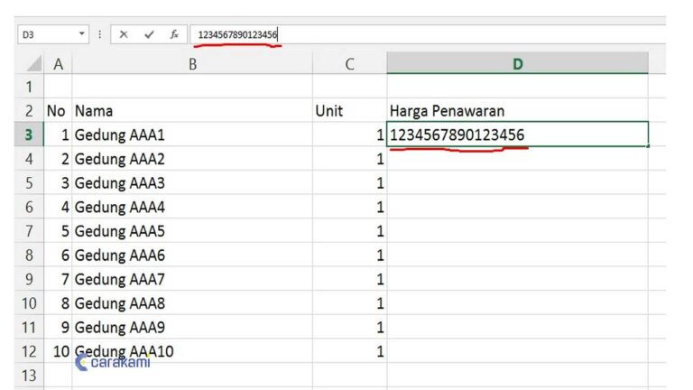 Cara Menampilkan Angka 12 Digit Atau Lebih Di Microsoft Excel