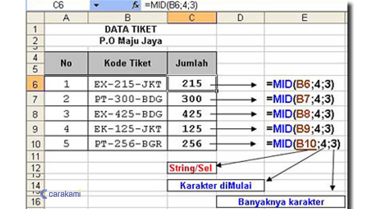 Cara Menggunakan Fungsi MID Di Excel