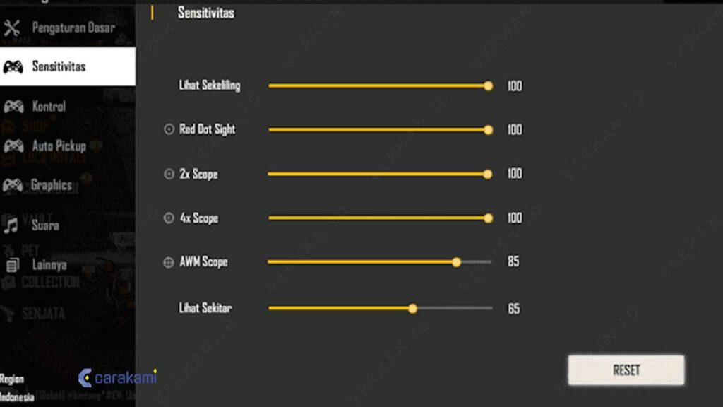 Sensitivitas FF HP Oppo Auto Headshot 100% Booyah Terbaik