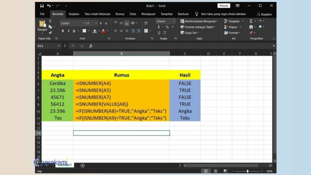Cara Menggunakan Fungsi ISNUMBER() Di Microsoft Excel Terbaru