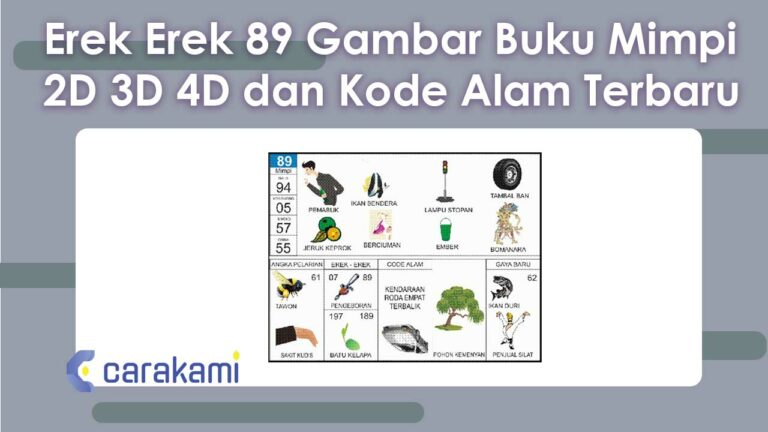 Erek-Erek 89 Gambar Buku Mimpi 2D 3D 4D & Kode Alam Terbaru